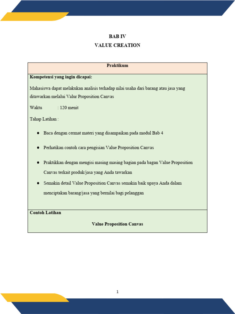 Value Proposition Canvas Praktikum | PDF