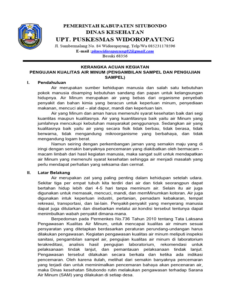 Kak Pengambilan Dan Pemeriksaan Sampel Air | PDF | Sains & Matematika