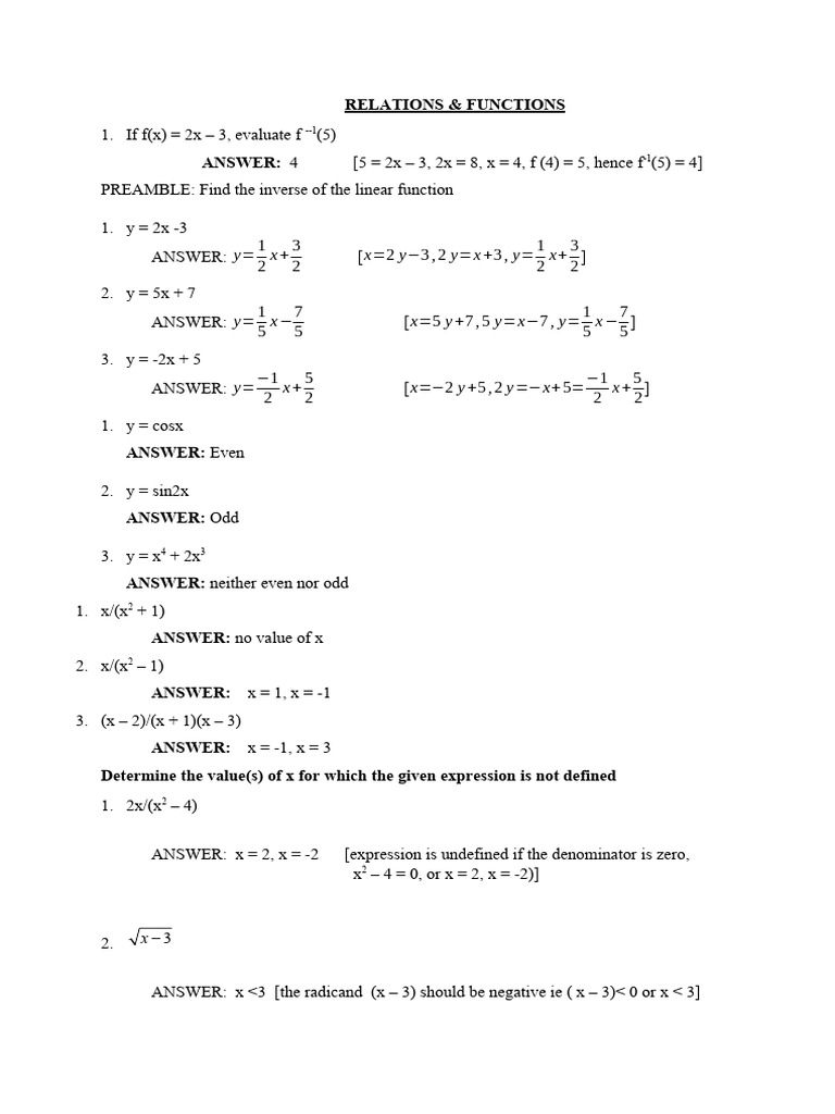 Relation & Functions | PDF | Function (Mathematics) | Linear Map Relation & Functions | PDF | Function (Mathematics) | Linear Map