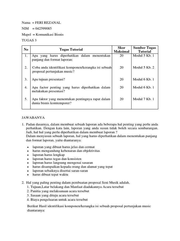 Komunikasi Bisnis Tugas 3-Dikonversi | PDF | Bisnis