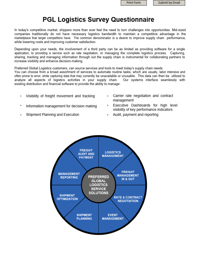 PGL Logistics Survey Questionnaire | PDF | Cargo | Logistics