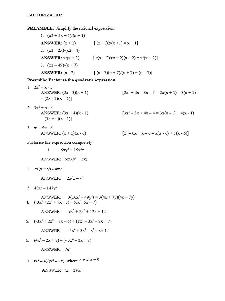 Factorization Pdf Factorization Mathematical Concepts