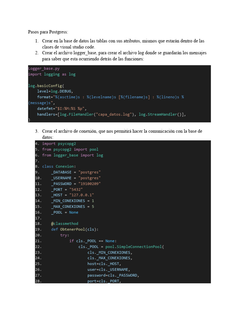 Pasos para Postgress | PDF
