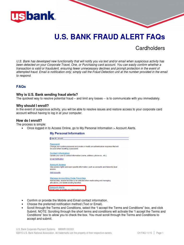 U.S. Bank Fraud Alert Enrollment Guide | PDF | Fraud | Payment System