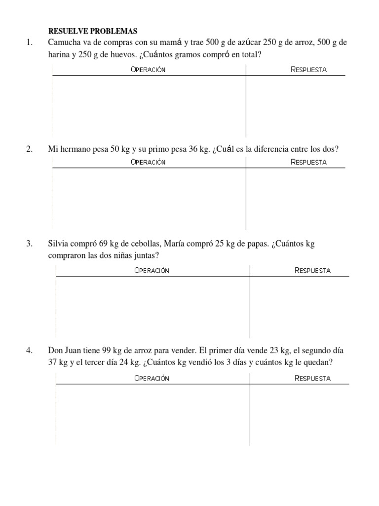 Resuelver Kilo y Kilogramo | PDF