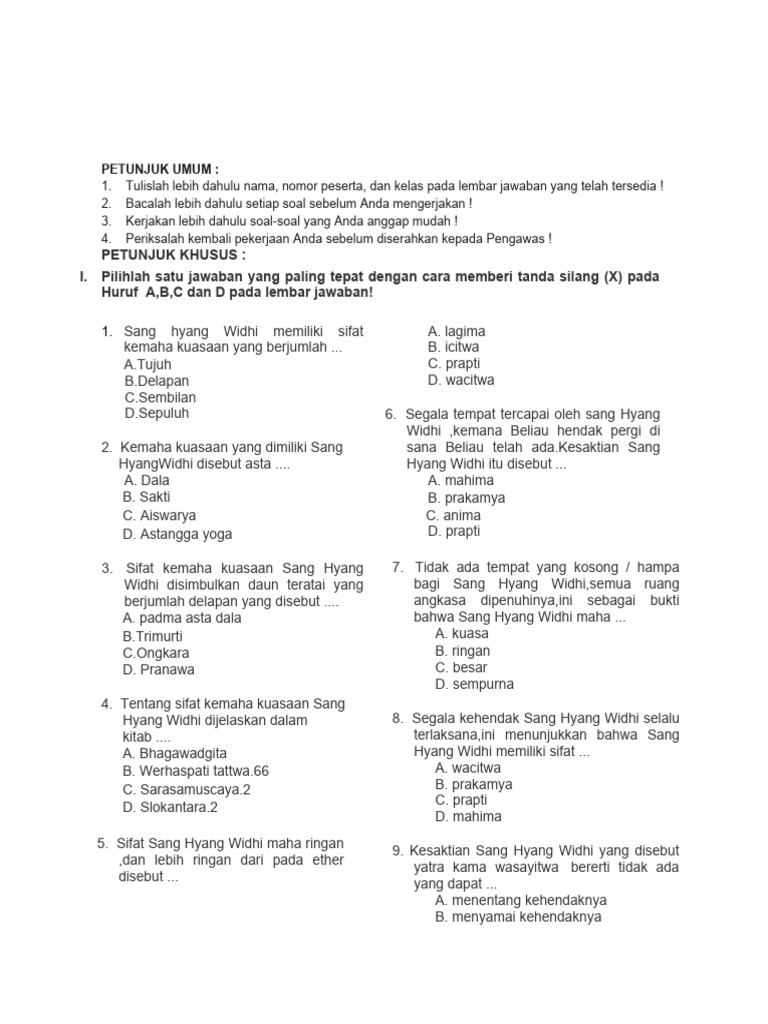 Soal Pas SMP 2023-2024 | PDF