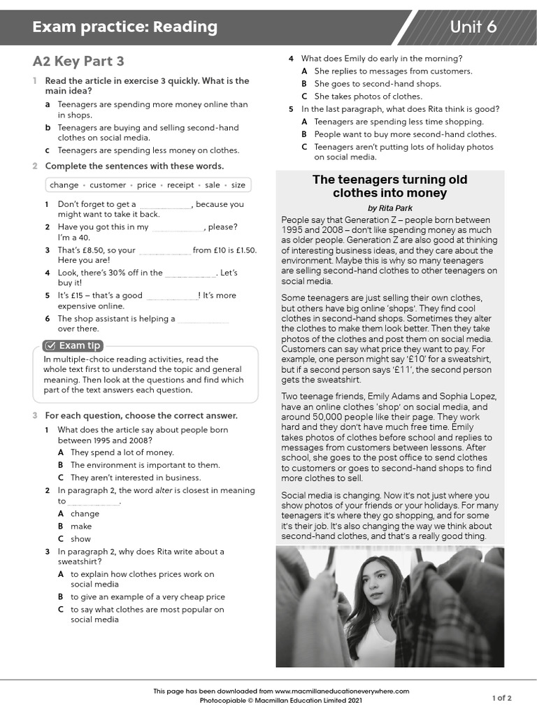 A1PLUS U6 Exam Practice Reading | PDF | Social Media | Popular Culture & Media Studies