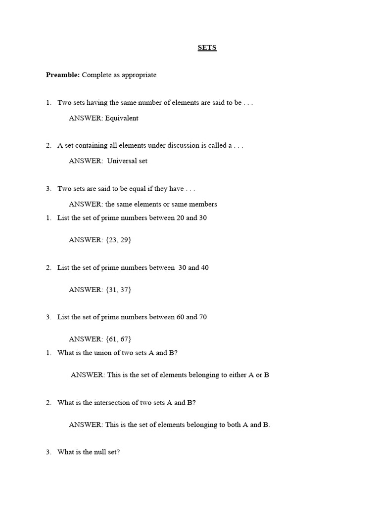 1. SETS | PDF | Numbers | Set (Mathematics)