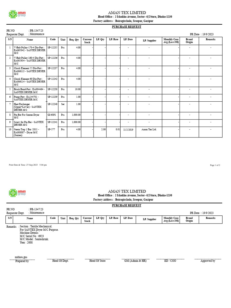Aman Tex Limited | PDF | Secondary Sector Of The Economy | Manufactured ...