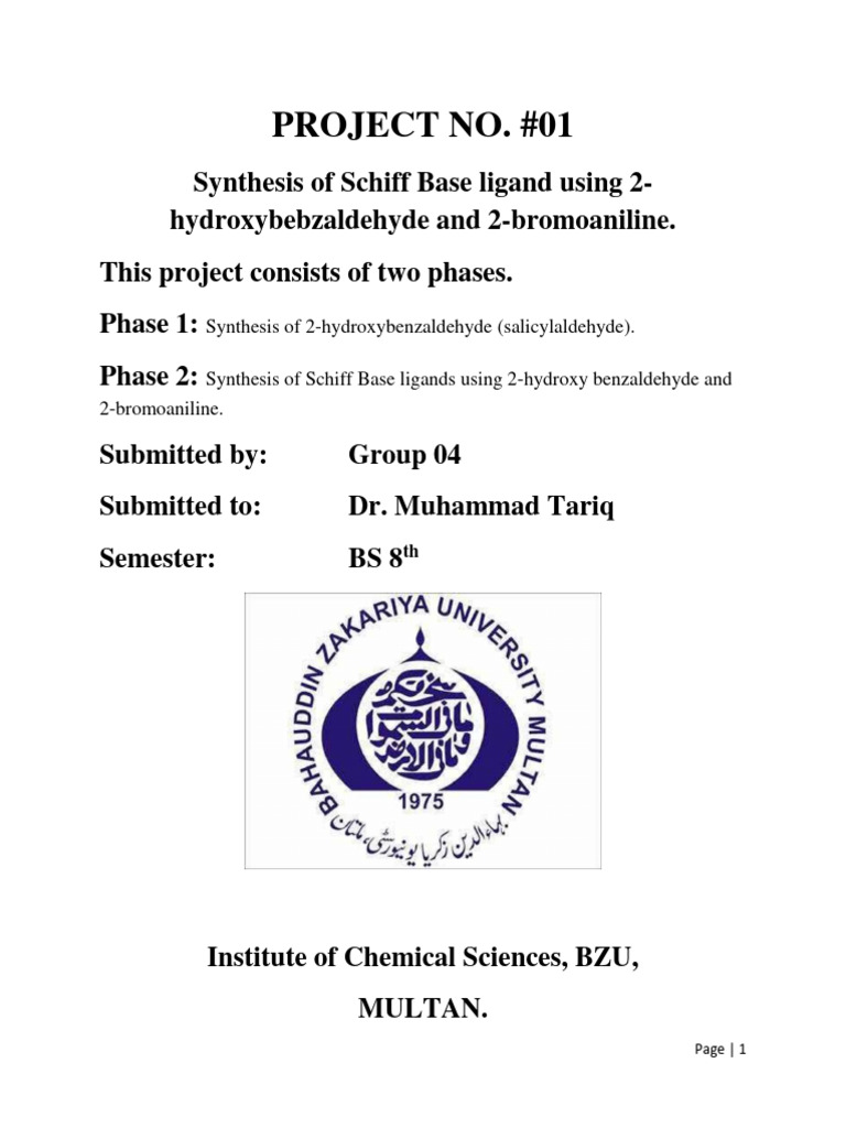 Synthesis of Schiff Base Ligand Using 2 - 1 | PDF | Coordination Complex | Ethanol