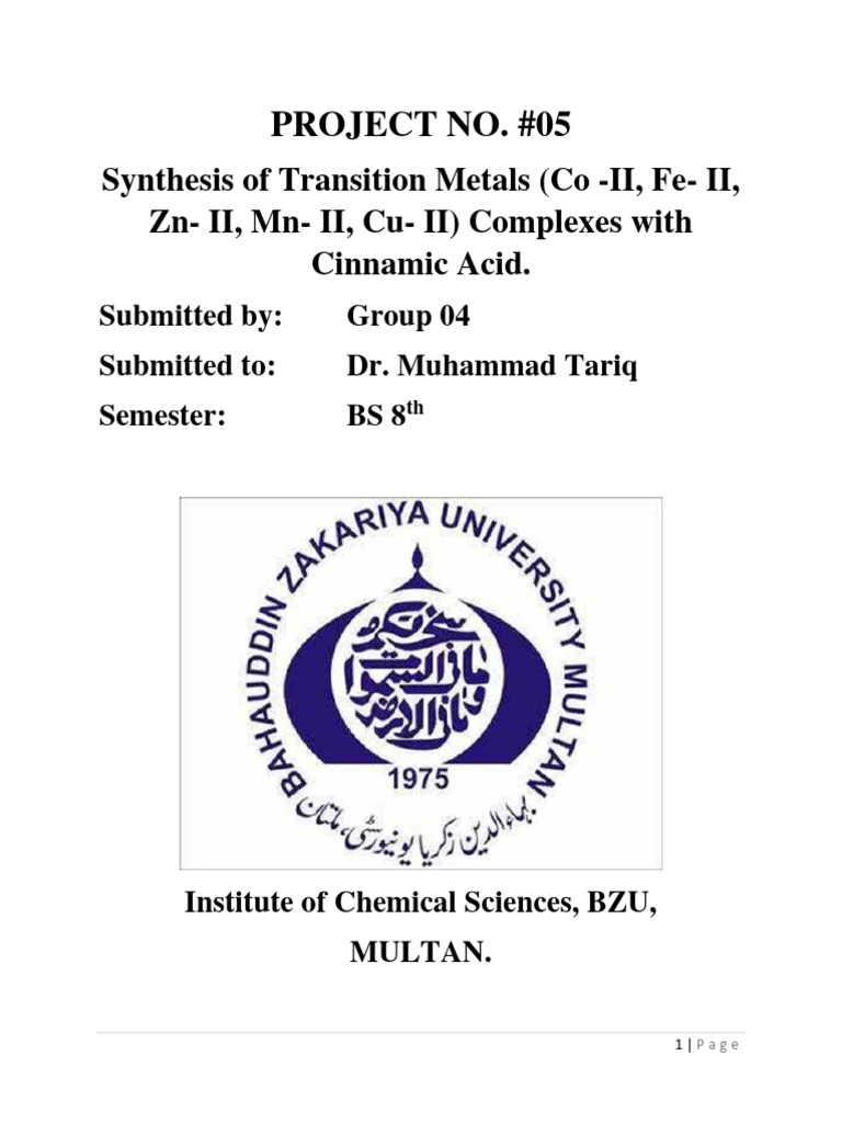 Synthesis of Transition Metals (Co - II, Fe - II | PDF | Acid | Coordination Complex
