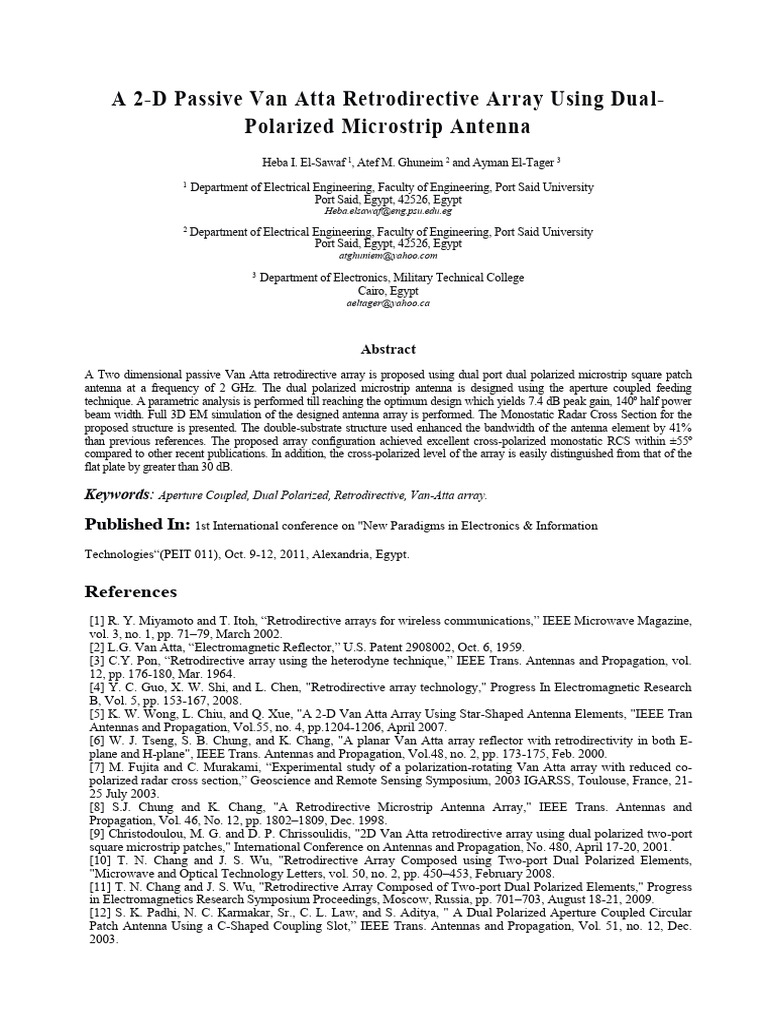 A 2-D Passive Van Atta Retrodirective Array Using Dual - Polarized ...