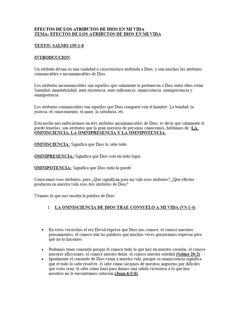 Atributos Divinos en Nuestra Vida | PDF | Dios | Omnipotencia
