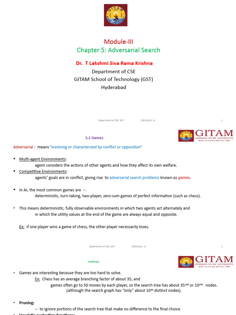 AI Module3 1 Adversarial Search | PDF | Applied Mathematics | Theoretical Computer Science