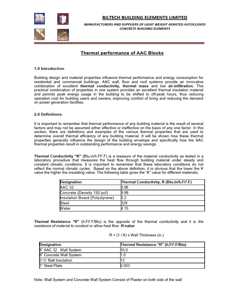 AAC Block Thermal Performance Insights | PDF | Thermodynamic Properties ...