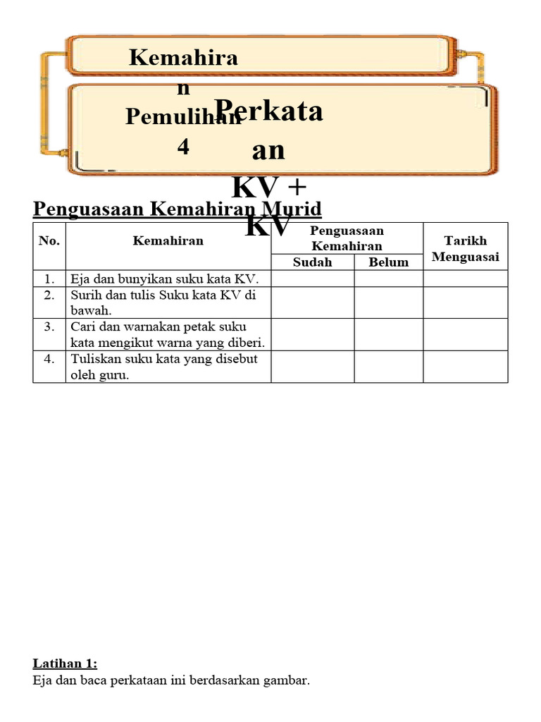 Kemahiran 5 - Perkataan KV + KV | PDF