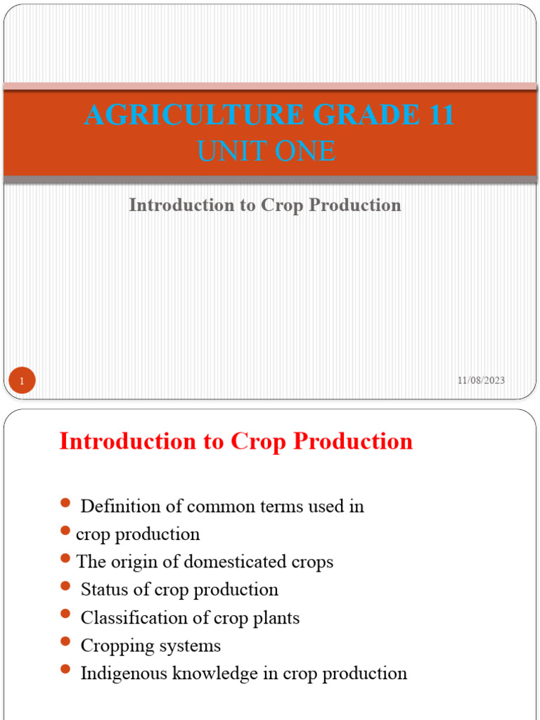Agriculture Grade 11 Unit 1 | PDF | Agriculture | Crop Rotation