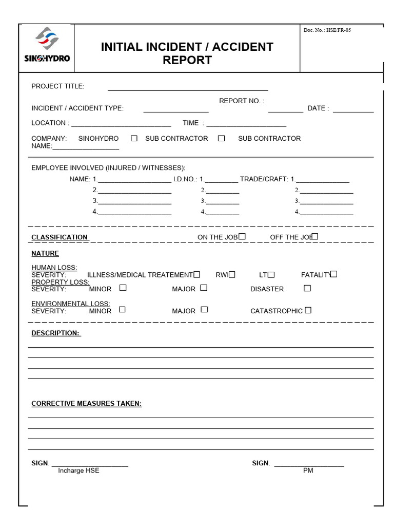 5 - Initial Incident - Accident Report | PDF
