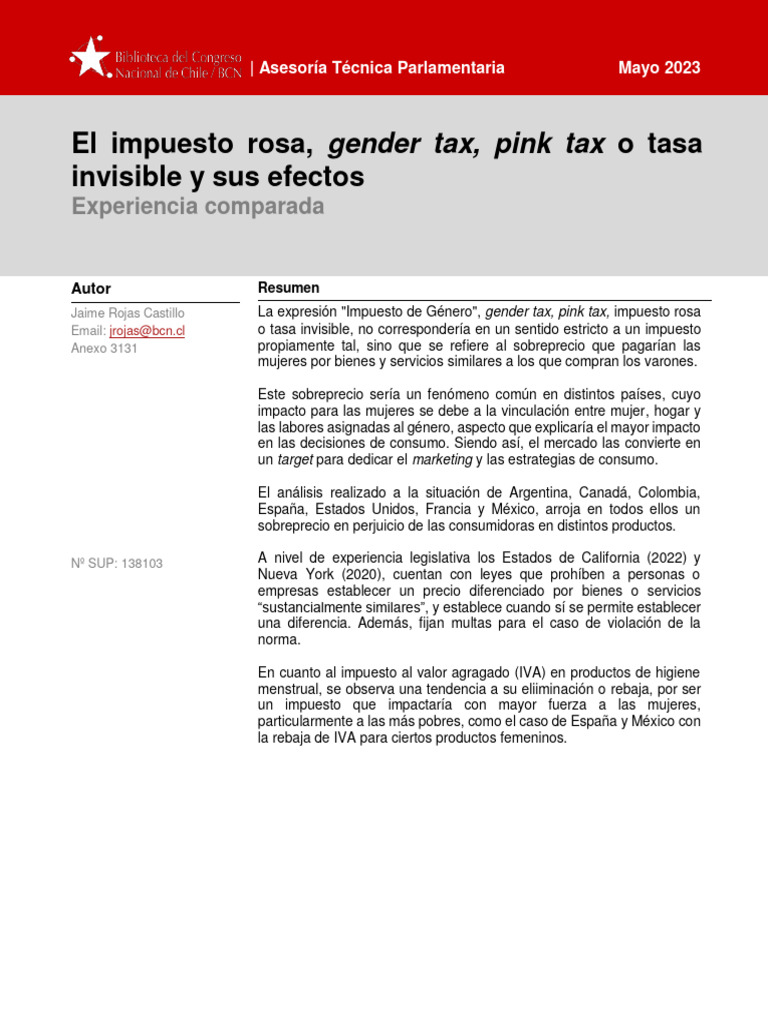 El Impuesto Rosa Gender Tax Pink Tax o Tasa Invisible y Sus Efectos ...
