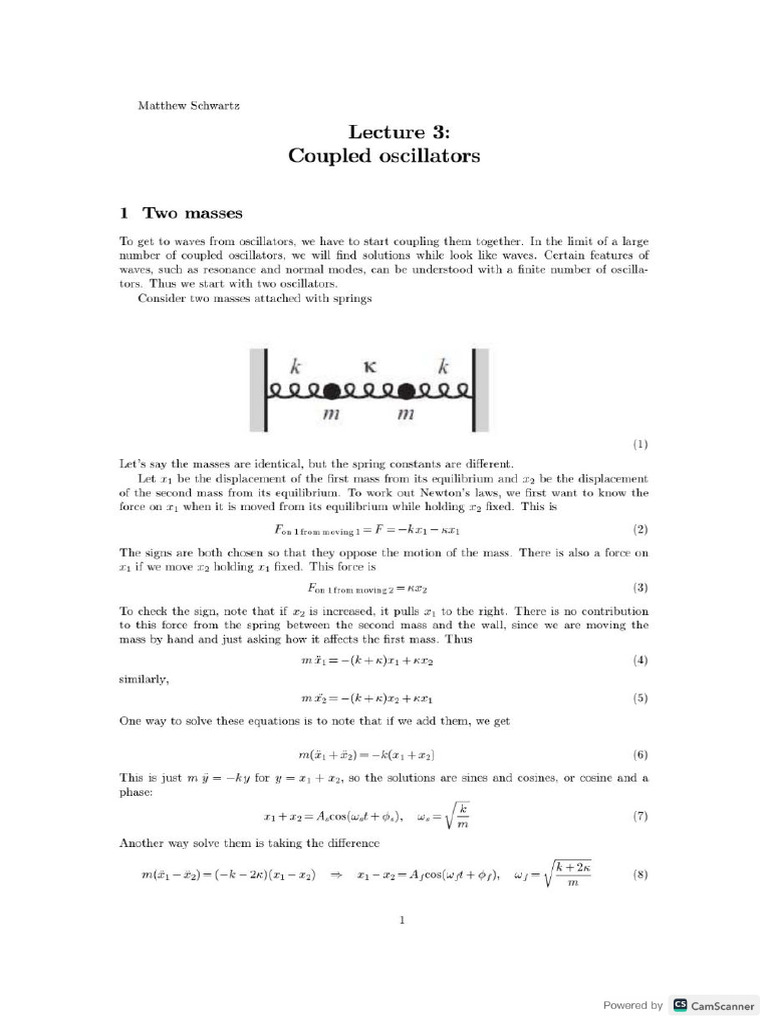 8 Lecture3 Coupled Oscillators | PDF