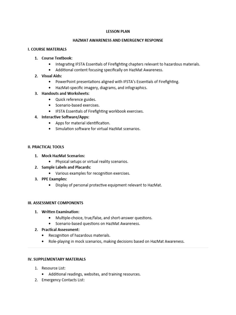 HazMat Awareness & Response Plan | PDF | Dangerous Goods | Personal ...