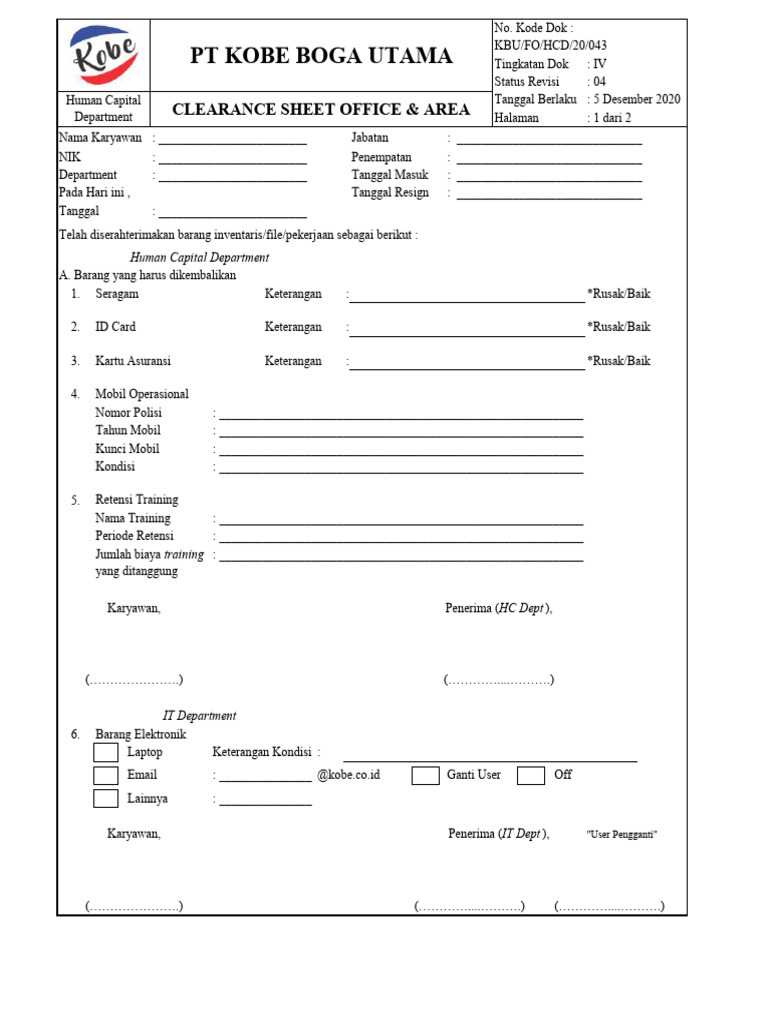 Rev 04 Clearance Sheet OFFICE & AREA | PDF