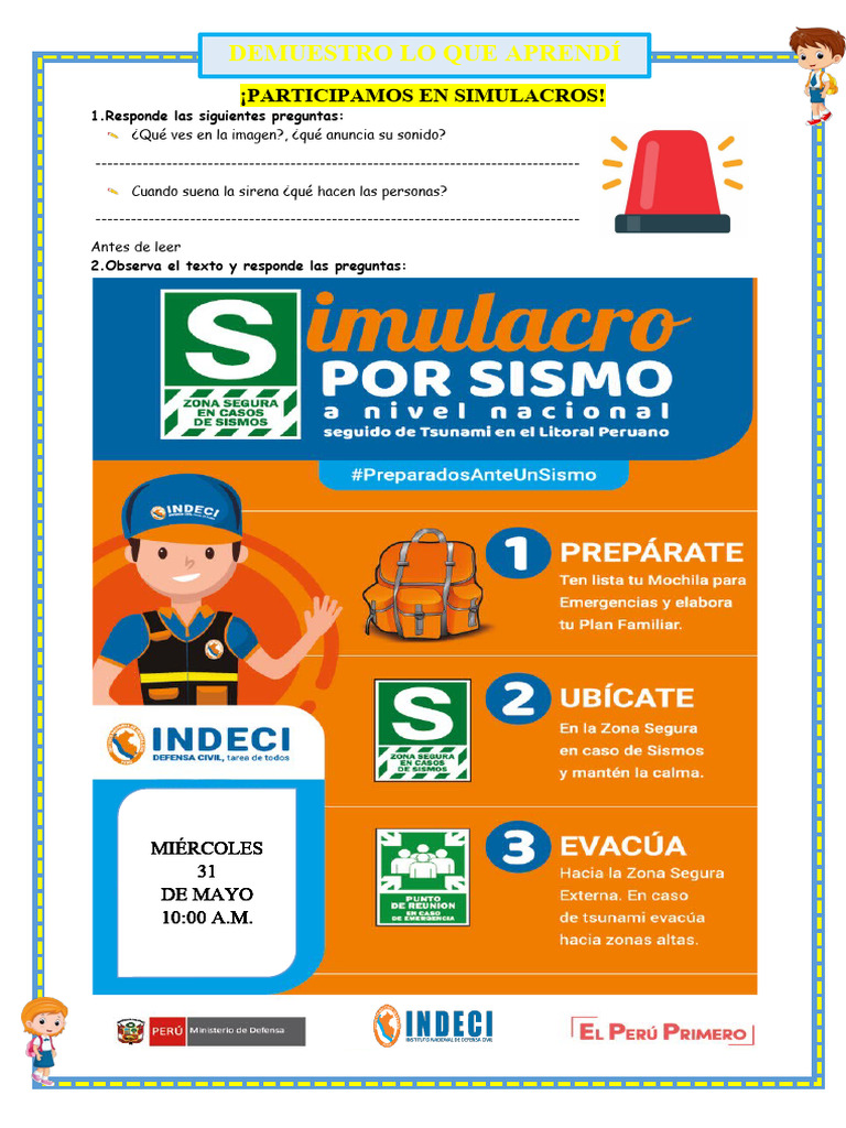 Participamos en Simulacros - Ficha | PDF