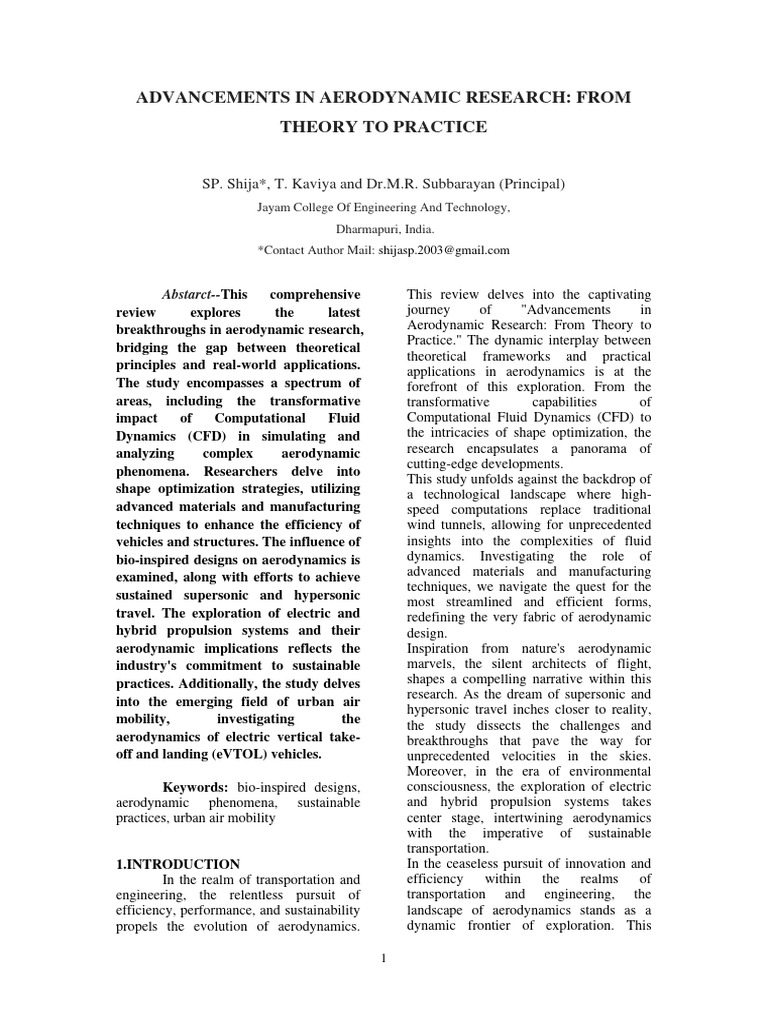 Advancements in Aerodynamic Research | PDF | Aerodynamics | Computational Fluid Dynamics