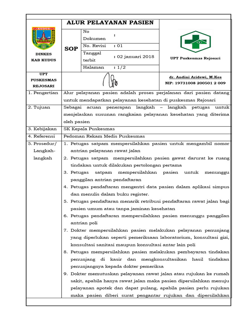 SOP ALUR PELAYANAN PASIEN | PDF