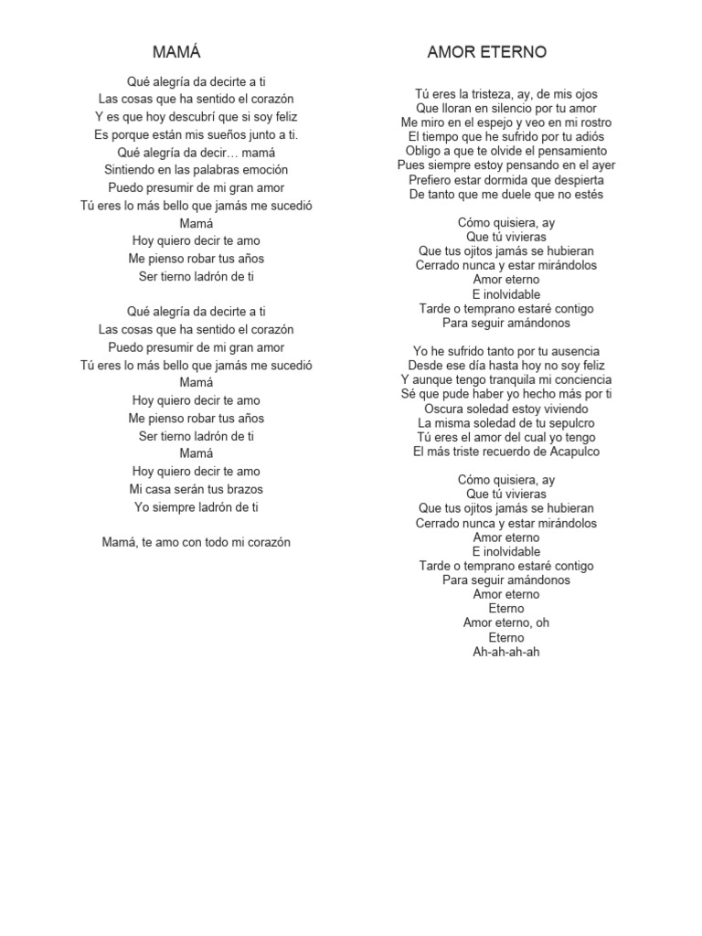 Canciones A La Madre | PDF | Amor