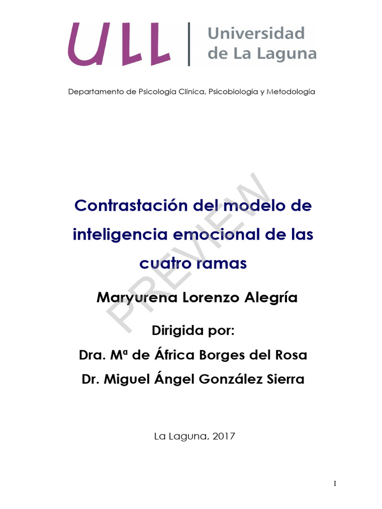 Preview: Contrastación Del Modelo de Inteligencia Emocional de Las Cuatro Ramas | PDF ...