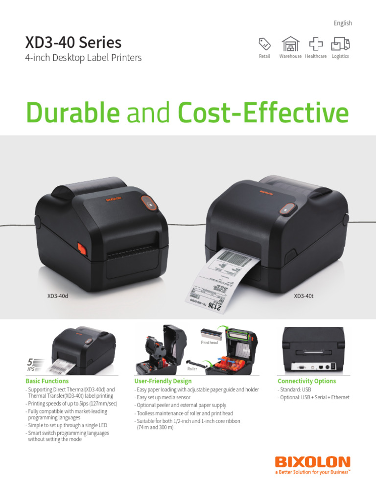 BR XD3-40Series EN AUG20 V1 | PDF | Printer (Computing) | Usb
