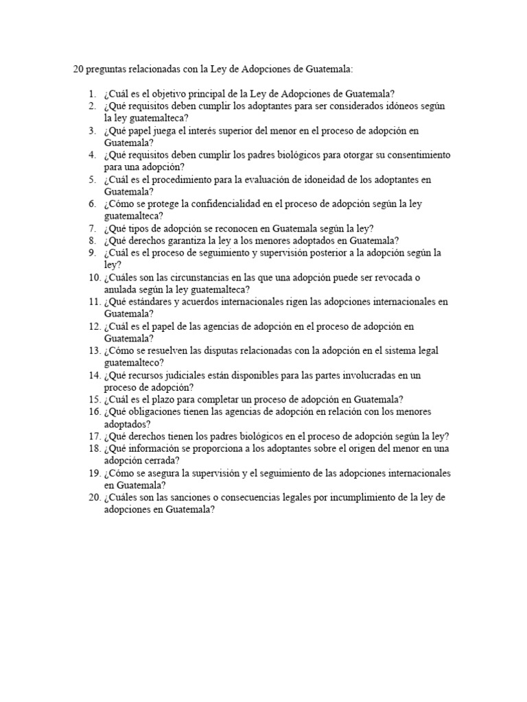 Preguntas Ley de Adopciones | PDF