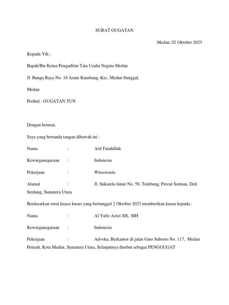 Surat Gugatan Tun | PDF