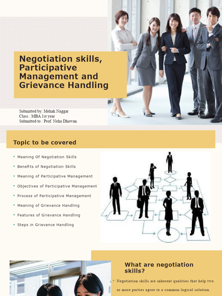 Negotiation Skills, Participative Management and Grievance Handling | PDF | Employee Relations ...