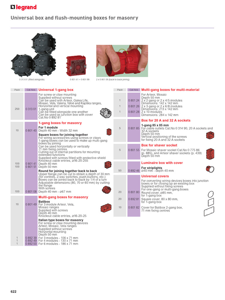 Universal Box and Flush-Mounting Boxes For Masonry | PDF | Ac Power ...