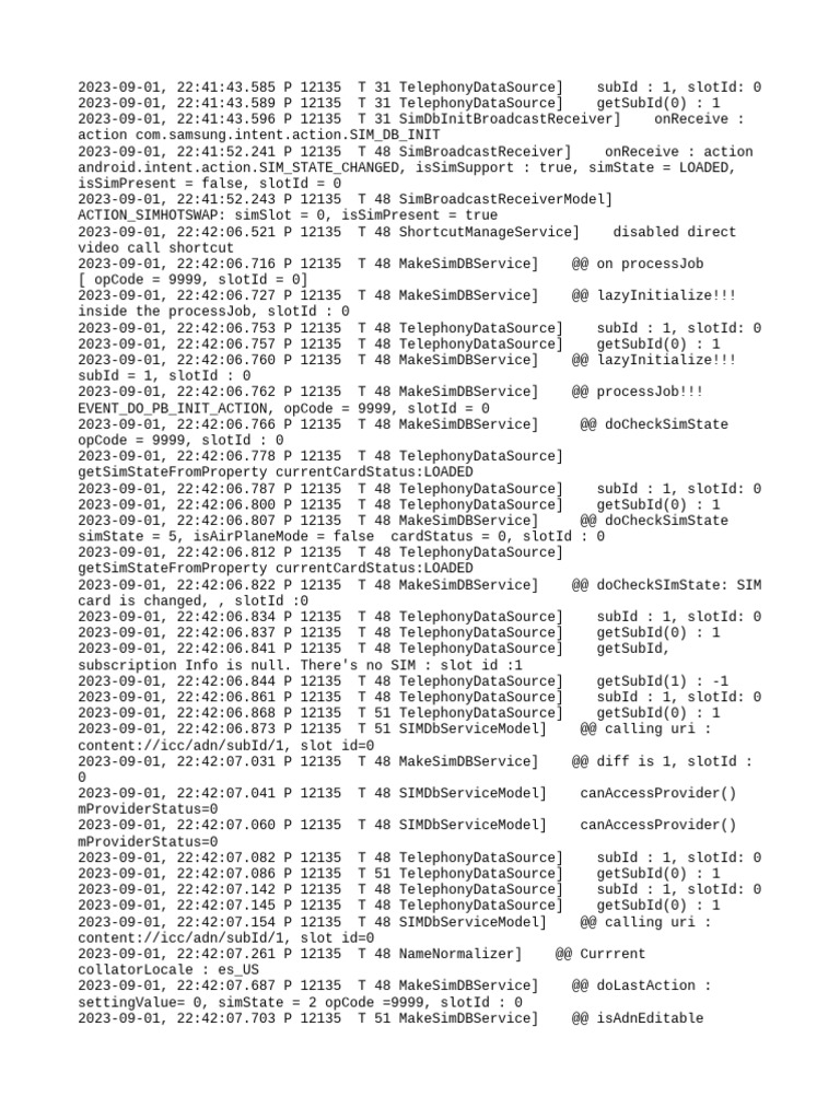 SIM Card State and Database Logs | PDF | Smart Devices