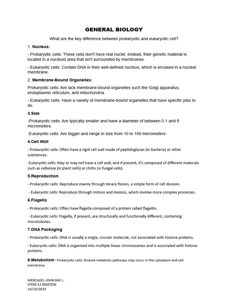 General Biology | PDF | Cell (Biology) | Prokaryote