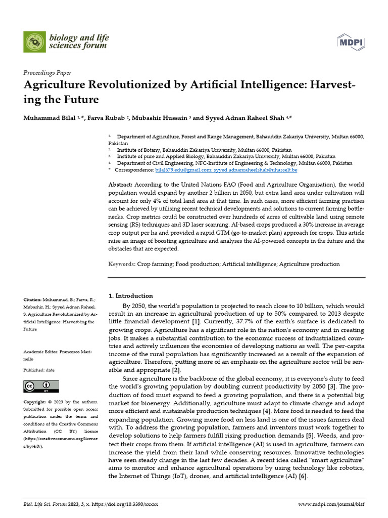 Manuscript | PDF | Agriculture | Artificial Intelligence
