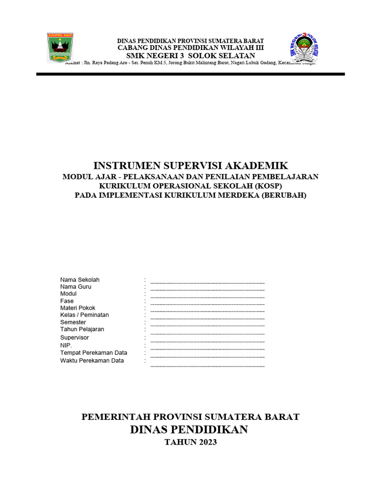 Instrumen Supervisi Akademik | PDF