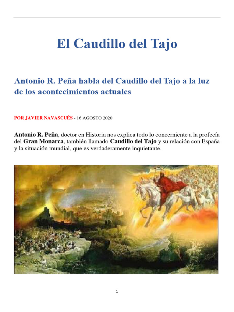 El Caudillo Del Tajo: Antonio R. Peña Habla Del Caudillo Del Tajo A La ...
