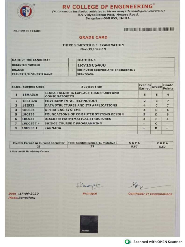 Degree All Sems Marks Cards | PDF