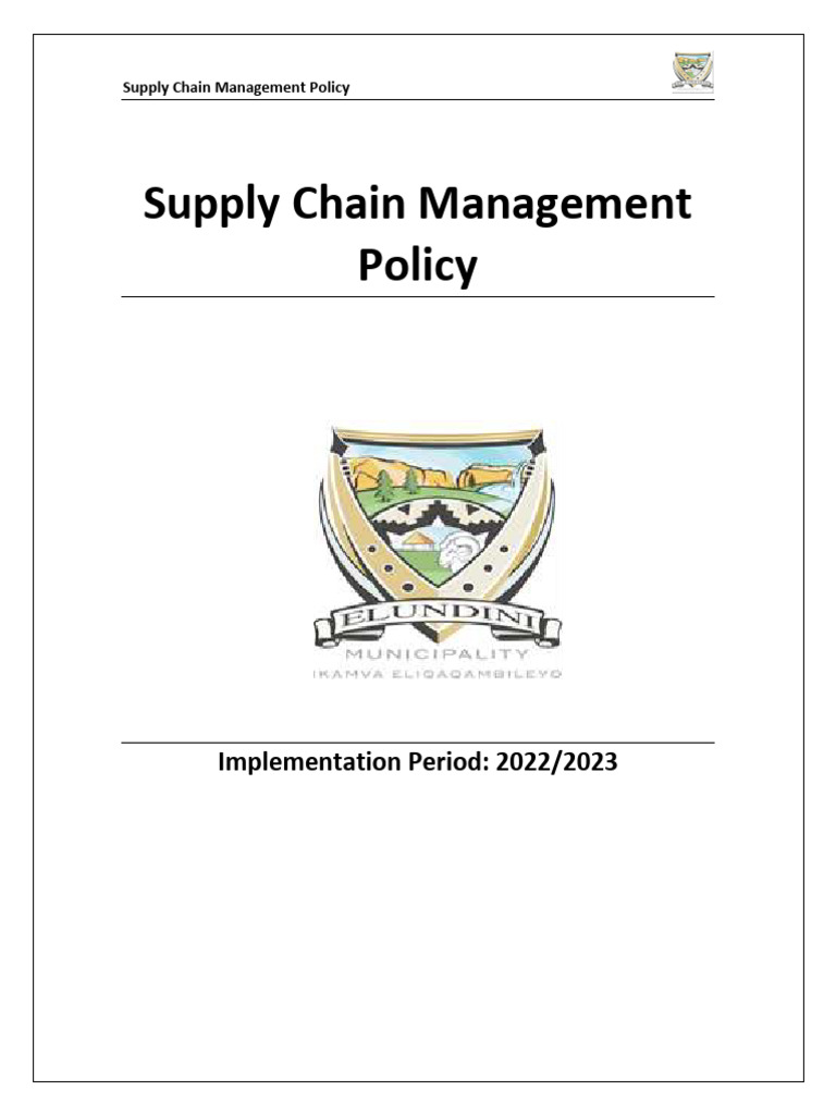 Elundini LM SCM Policy 2022 2023 Final | PDF | Policy | Procurement
