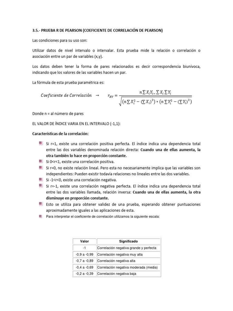 APUNTE 3.5 PRUEBA R DE PEARSON (COEFICIENTE DE CORRELACIÓN DE PEARSON ...