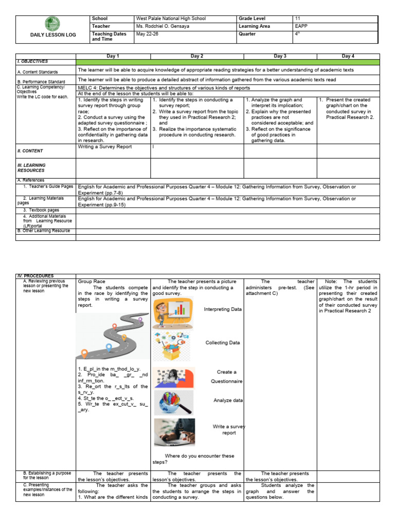 Q4 - Eapp - DLL Week 4 | PDF | Learning | Questionnaire