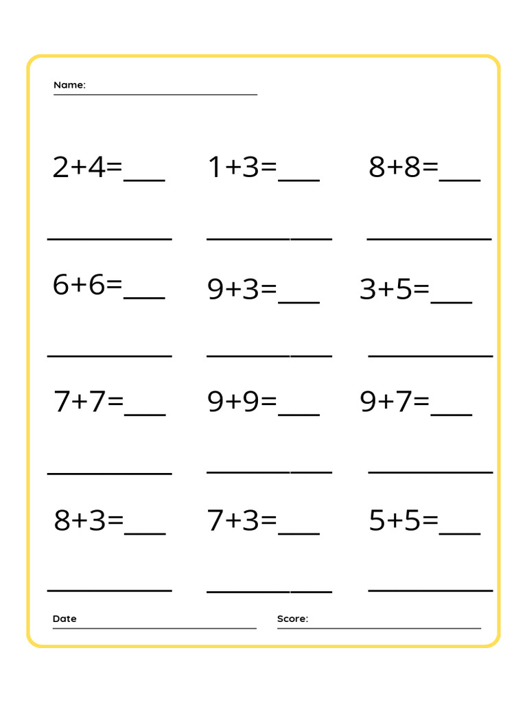 Addition TImed Test Worksheet | PDF