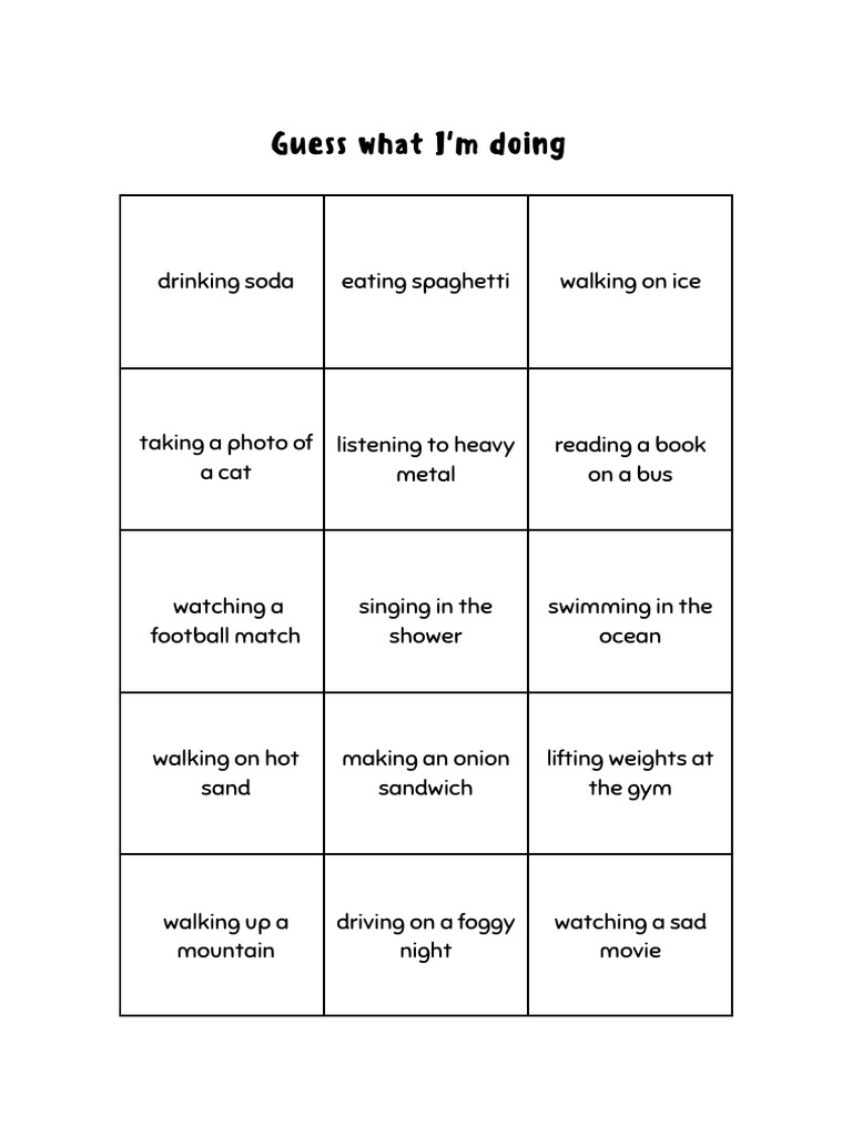 Mime Game To Practice Present Continuous | PDF