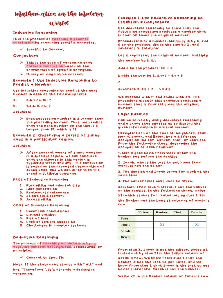 MMW Midterms | PDF | Inductive Reasoning | Deductive Reasoning