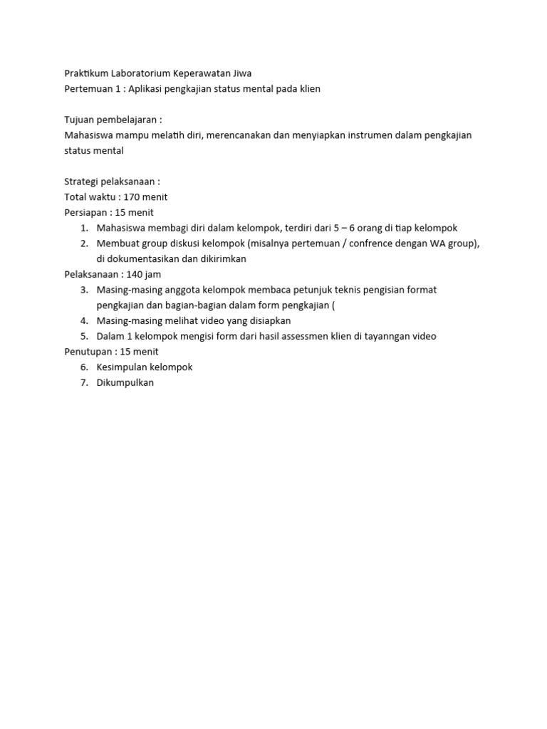 Pengkajian Status Mental Klien Jiwa | PDF
