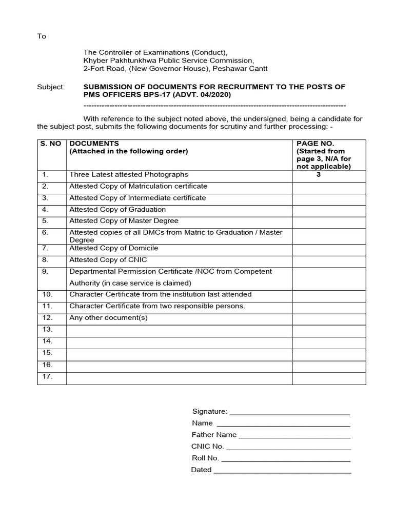 PMS_Application_Submission_Documents_proforma_2023 | PDF